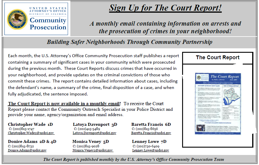 United States Attorney District of Columbia DC Superior and US District ...