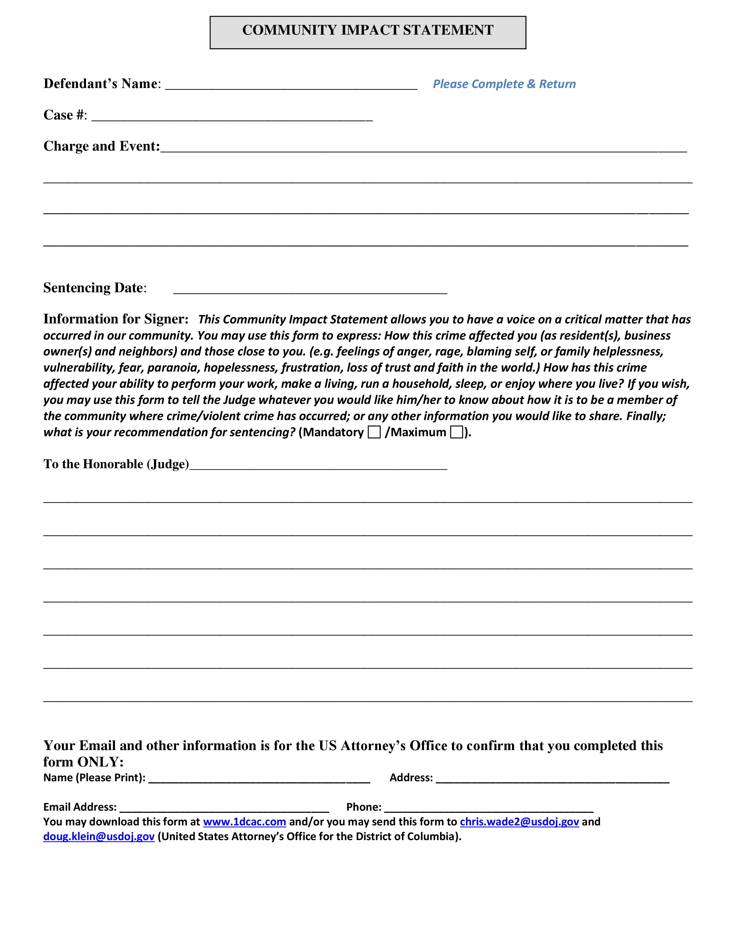 Community Impact Statement Form | 1DCAC