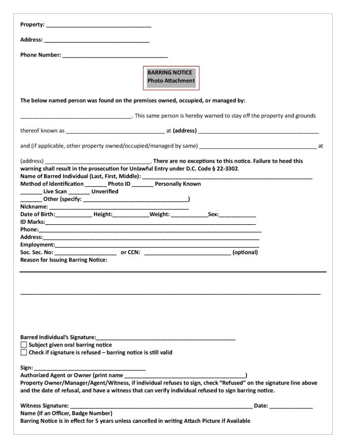 BARRING NOTICE | 1DCAC