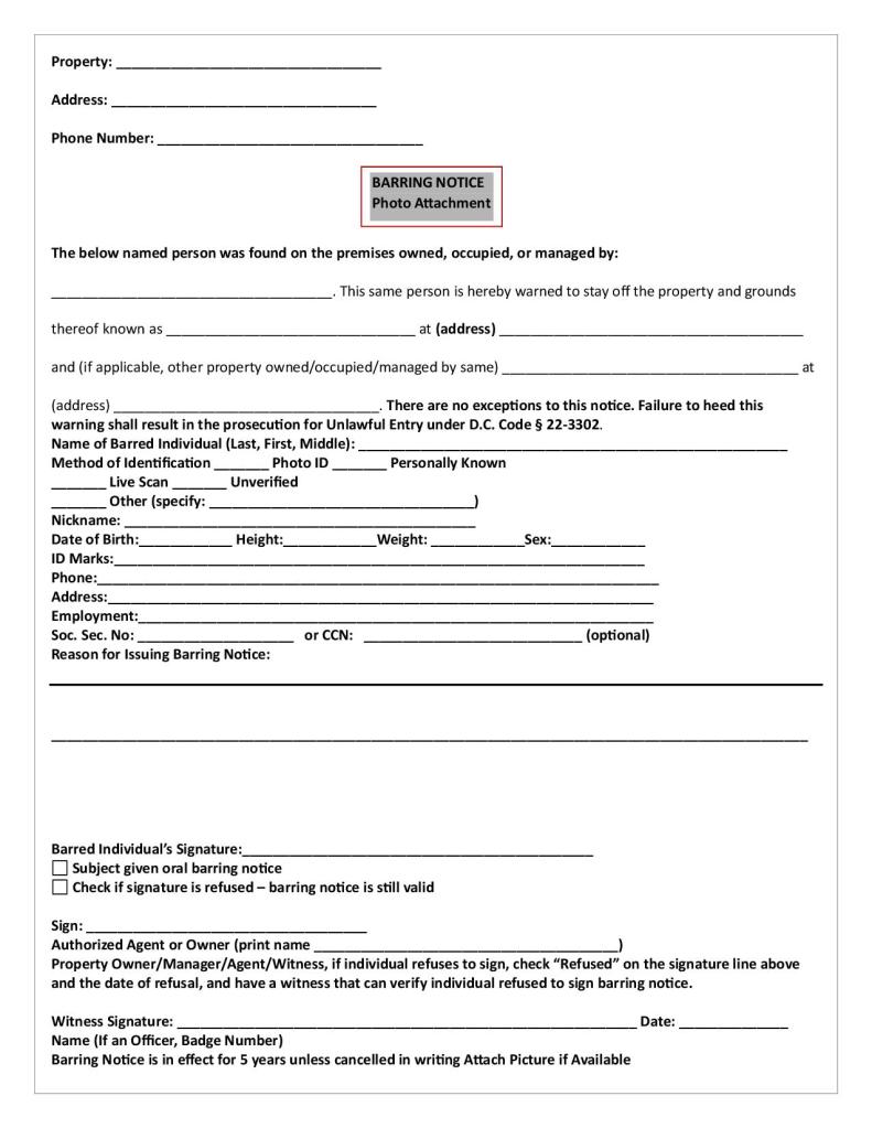 BARRING NOTICE | 1DCAC